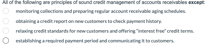 Solved I of the following are principles of sound credit | Chegg.com