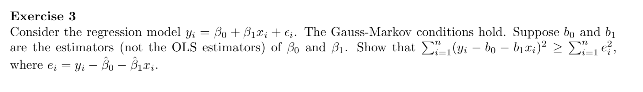 Solved Exercise 3 Consider the regression model yi = Bo + | Chegg.com