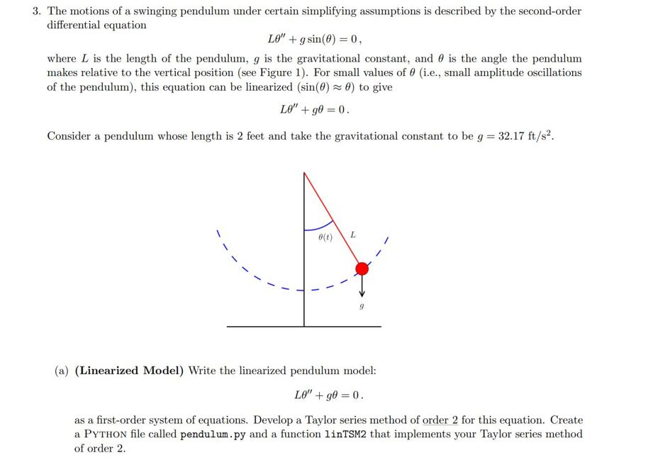 Solved 3. The motions of a swinging pendulum under certain | Chegg.com