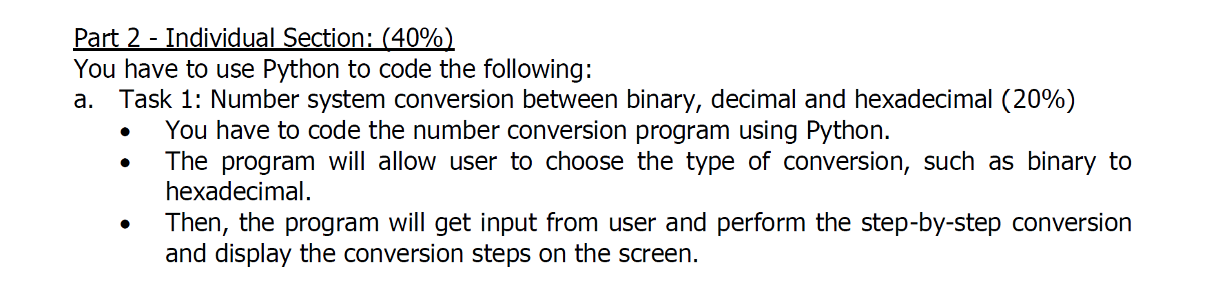 Solved Part 2 - Individual Section: (40%) You have to use | Chegg.com