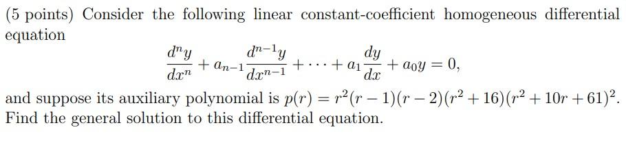 Solved (5 points) Consider the following linear | Chegg.com