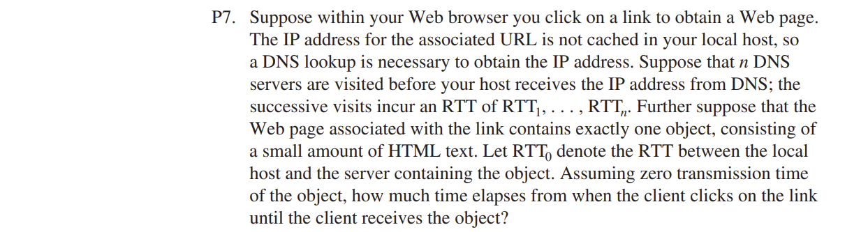 Solved 7. Suppose within your Web browser you click on a | Chegg.com