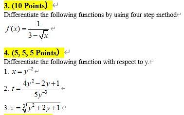 Solved 3. (10 Points) Differentiate the following functions | Chegg.com