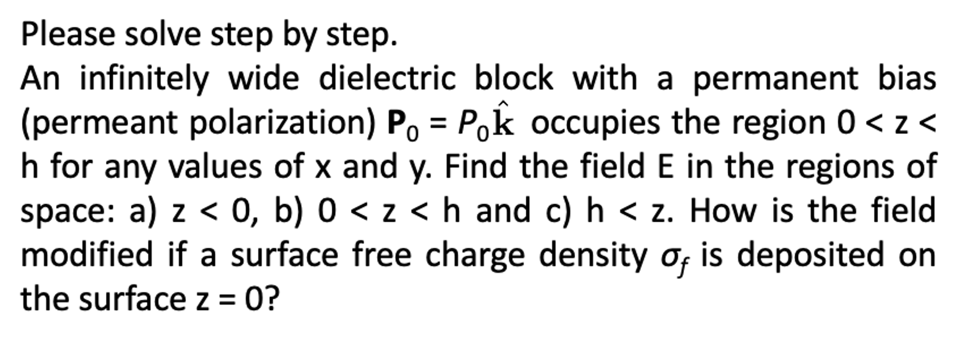 Solved Please solve step by step. An infinitely wide | Chegg.com