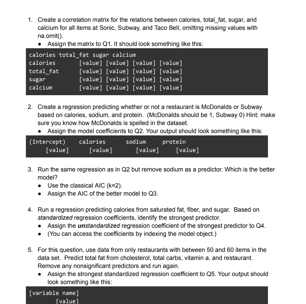 Solved 1. Create a correlation matrix for the relations | Chegg.com