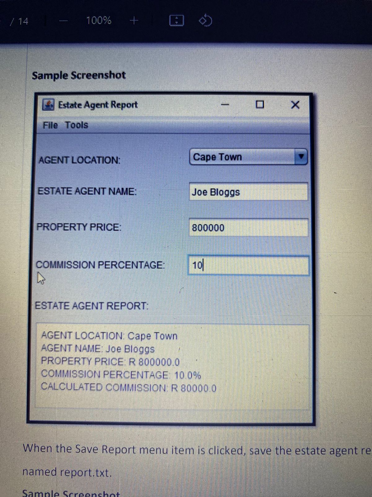 Give The Java Code Create A Java Gui Application That