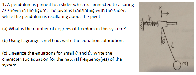 Solved 1. A pendulum is pinned to a slider which is | Chegg.com