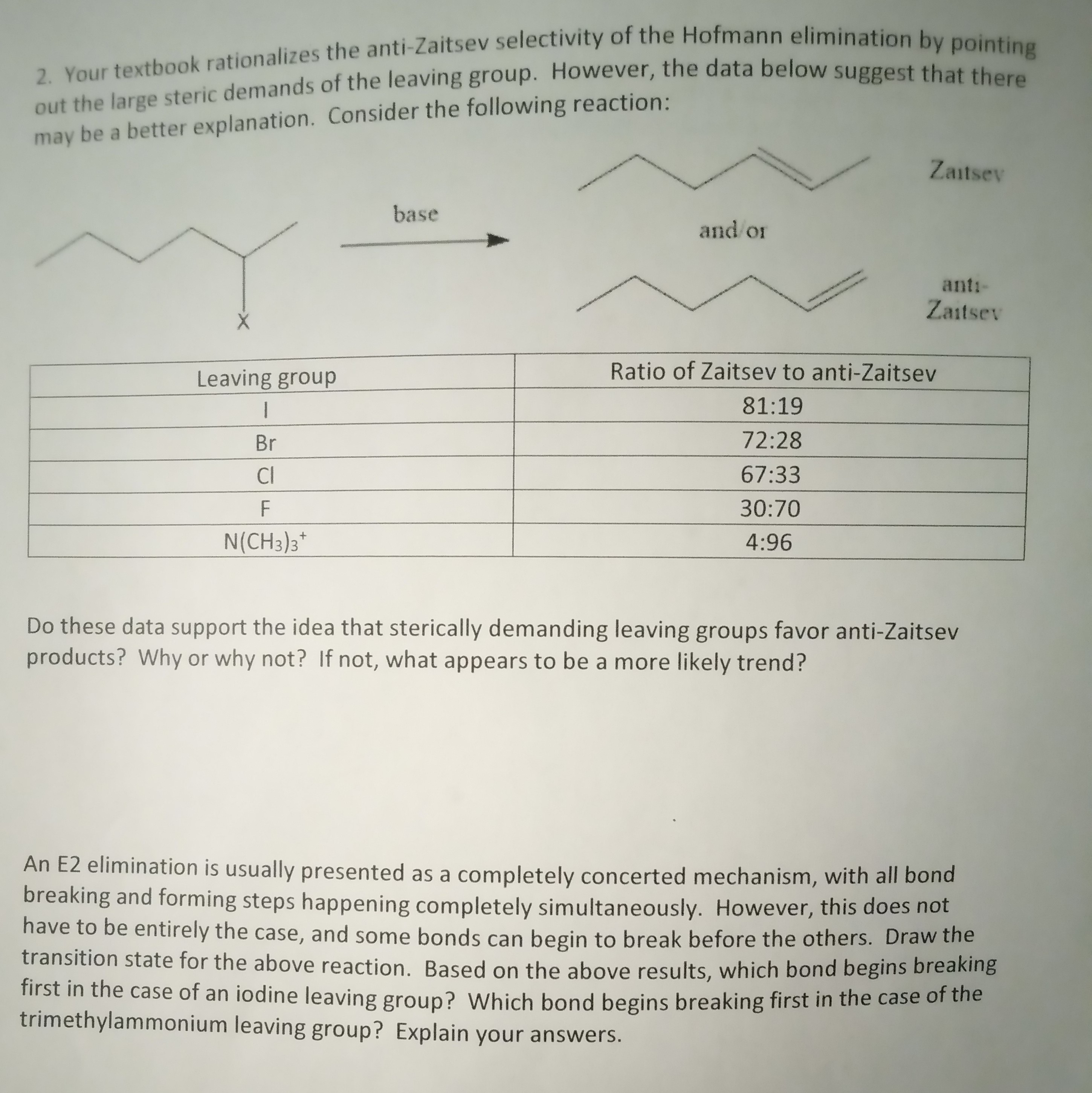Solved Your textbook rationalizes the anti-Zaitsev | Chegg.com