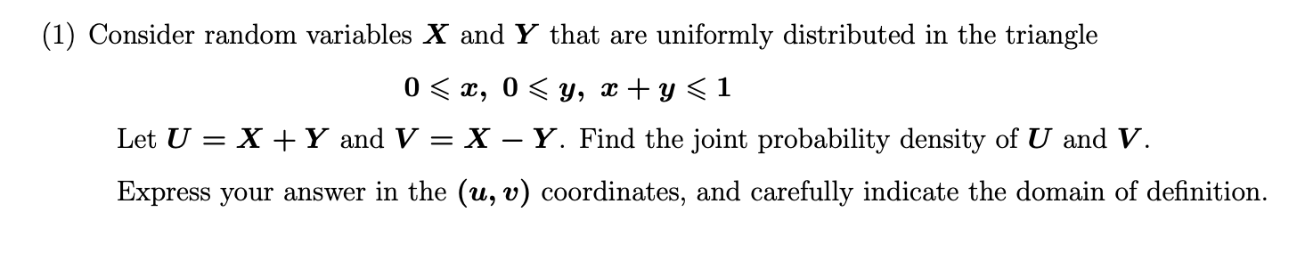 Solved Consider random variables X and Y that are uniformly | Chegg.com