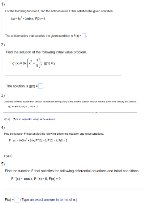 Solved For the following function f, find the antiderivative | Chegg.com