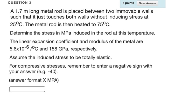 Solved A 1.7 m long metal rod is placed between two | Chegg.com