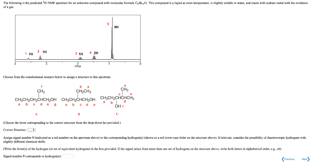 Solved The following is the predicted 'H-NMR spectrum for an | Chegg.com