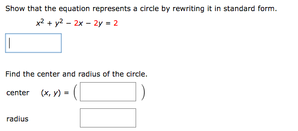 Solved Show that the equation represents a circle by | Chegg.com