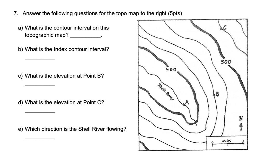 Solved 7. Answer the following questions for the topo map to | Chegg.com