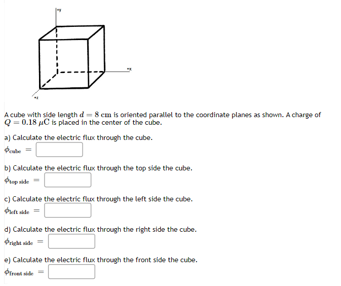 Solved A cube with side length d=8cm ﻿is oriented parallel | Chegg.com