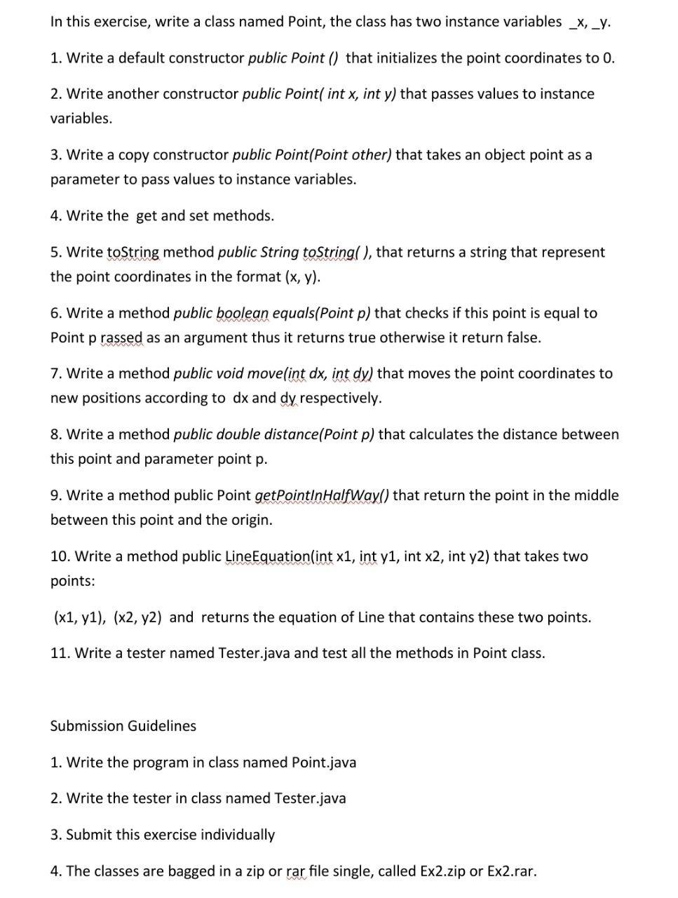 Solved In this exercise, write a class named Point, the | Chegg.com