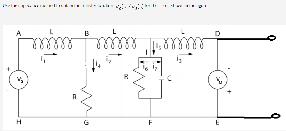 Solved Use the impedance method to obtain the transfer | Chegg.com