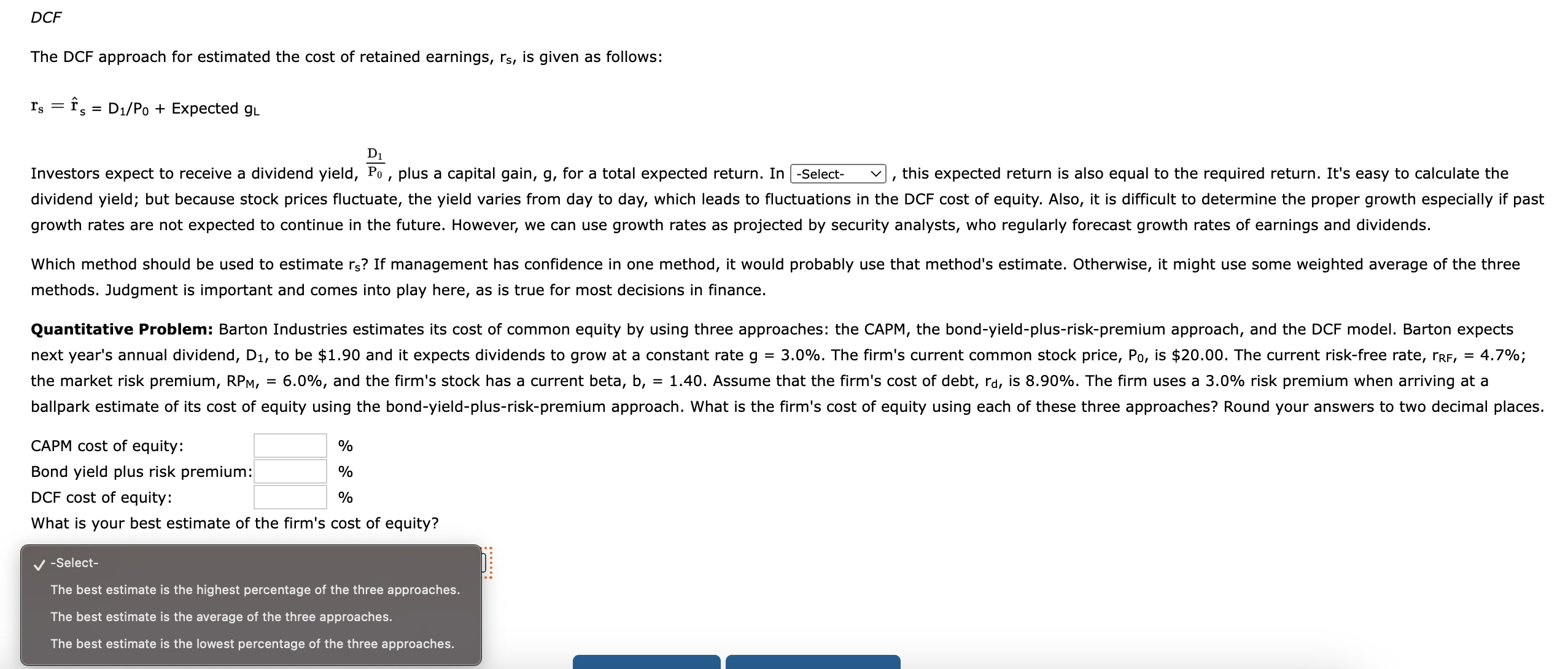Solved The DCF approach for estimated the cost of retained | Chegg.com