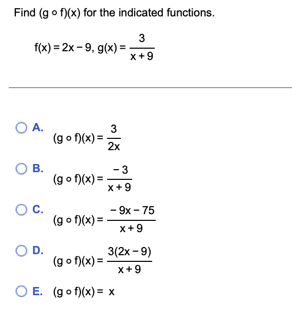 Solved Find (gof)(x) for the indicated functions. 3 f(x) = | Chegg.com