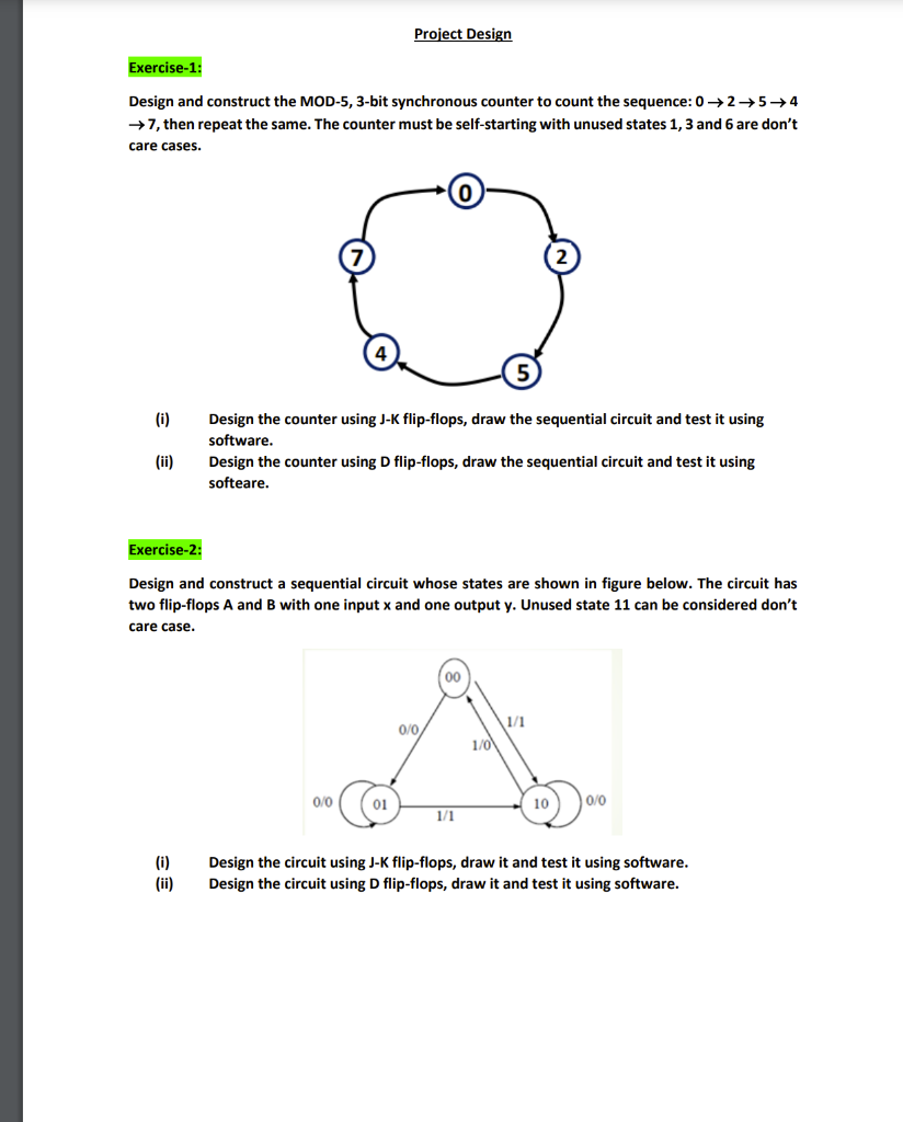 Solved Project Design Exercise-1: Design and construct the | Chegg.com