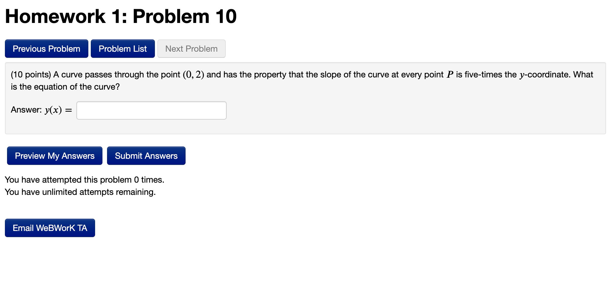 Solved (10 points) A curve passes through the point (0,2) | Chegg.com