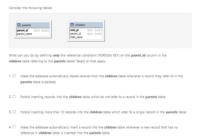 Solved Consider the following tables: What can you do by | Chegg.com