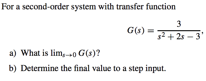 Solved For a second-order system with transfer function | Chegg.com