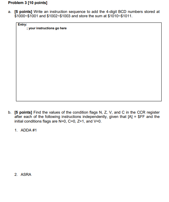 Solved Problem 3 [10 points] a. [5 points] Write an | Chegg.com