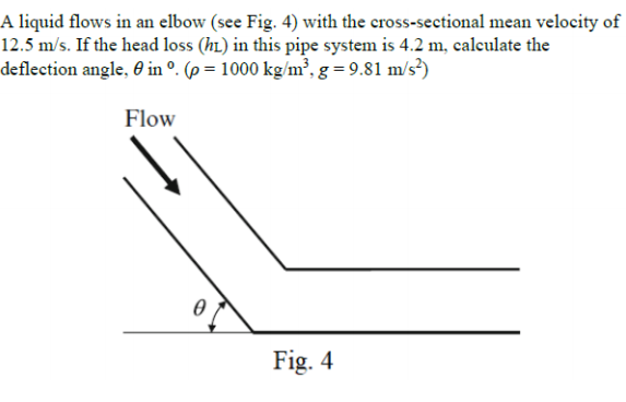 Solved A liquid flows in an elbow (see Fig. 4) with the | Chegg.com