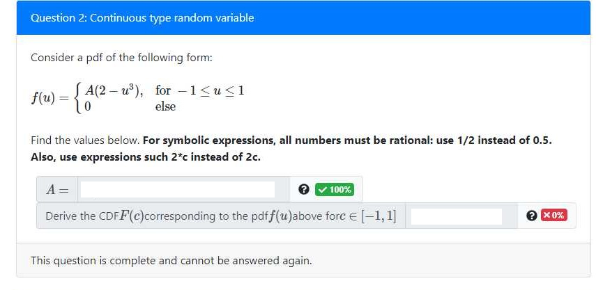 Solved Question 2: Continuous type random variable Consider | Chegg.com