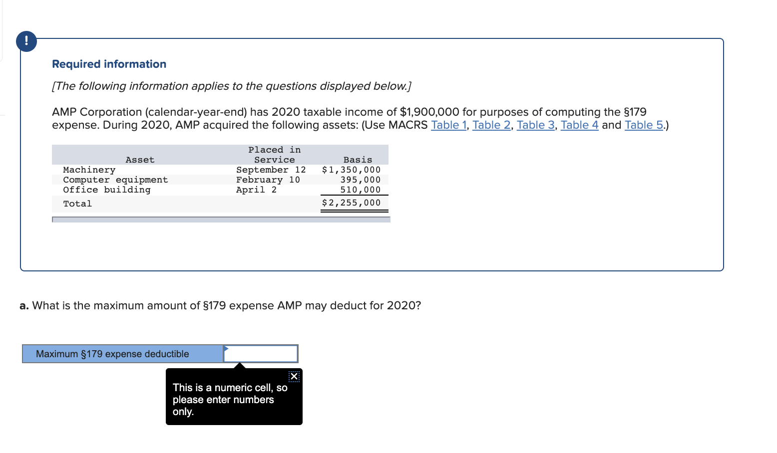 Solved ! Required information (The following information | Chegg.com