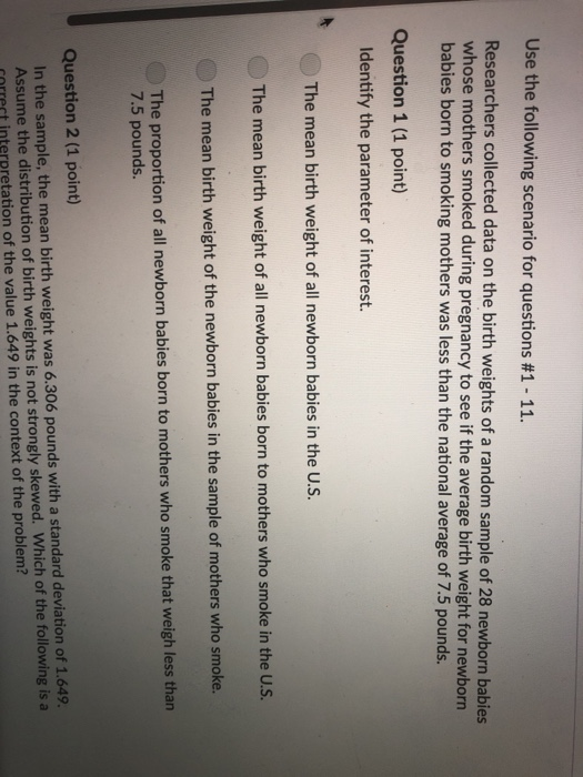 Solved Use the following scenario for questions #1-11. | Chegg.com