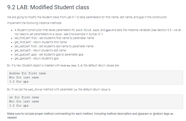 Solved We are going to modify the Student class from Lab 9.1 | Chegg.com