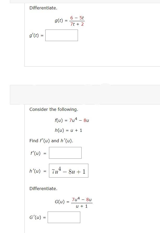 Solved Differentiate. f(x) ax + b CX + d f'(x) = Find an | Chegg.com