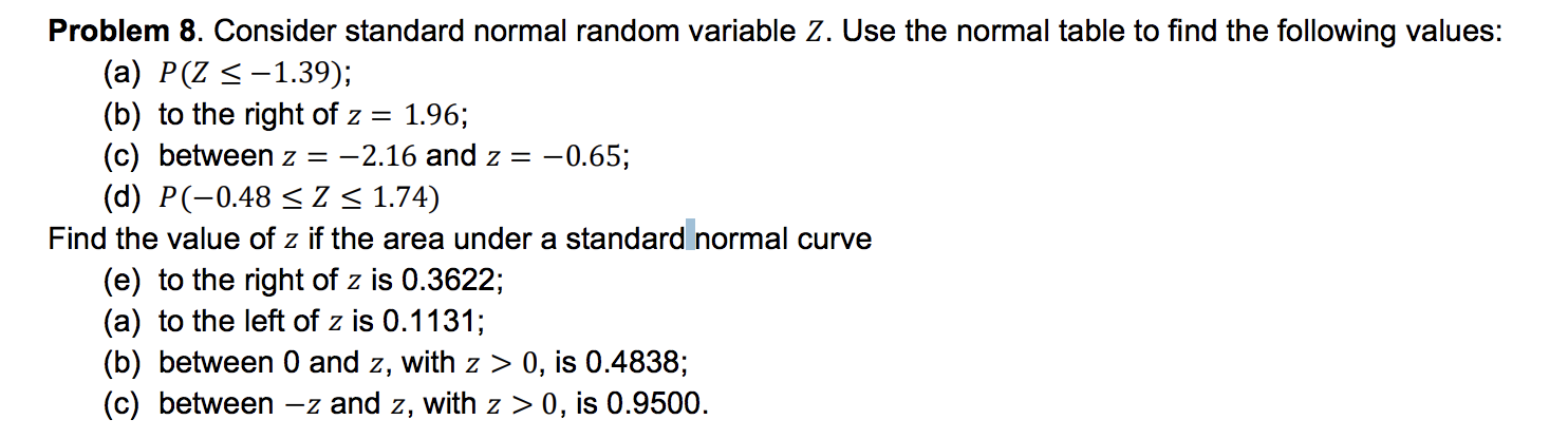 Solved Problem 8. Consider standard normal random variable | Chegg.com