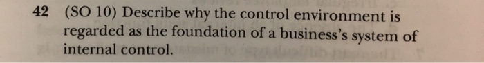 Solved (SO 10) Describe why the control environment is | Chegg.com