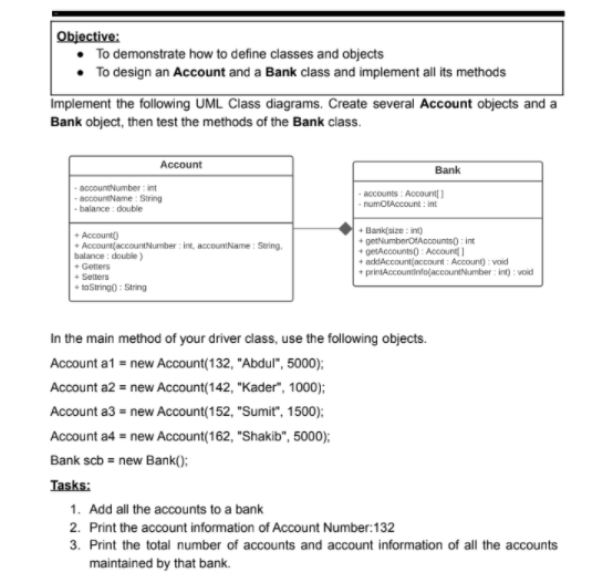 Solved Objective: To demonstrate how to define classes and | Chegg.com