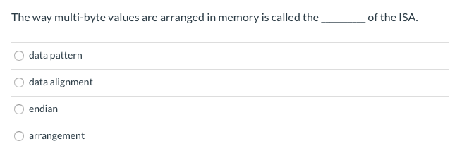 Solved The way multi-byte values are arranged in memory is | Chegg.com