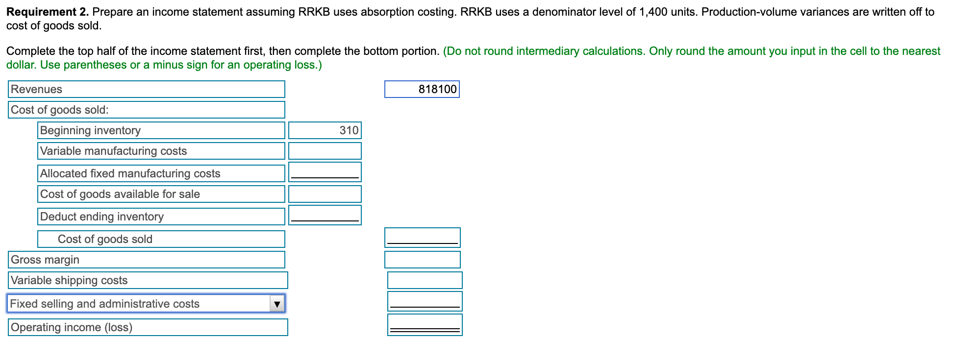 Solved RRKB manufactures snowboards. RRKB began 2020 with an | Chegg.com