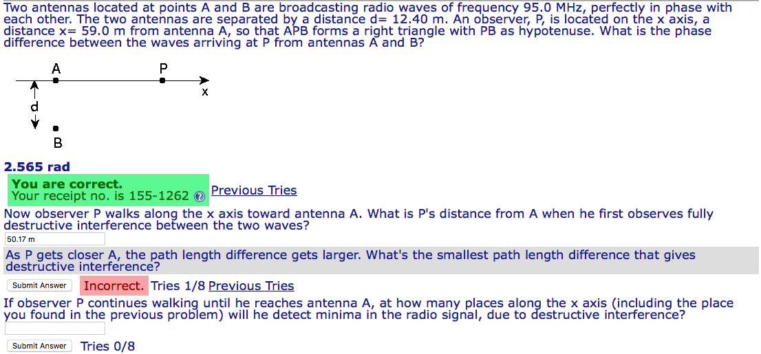 Solved Two antennas located at points A and B are | Chegg.com