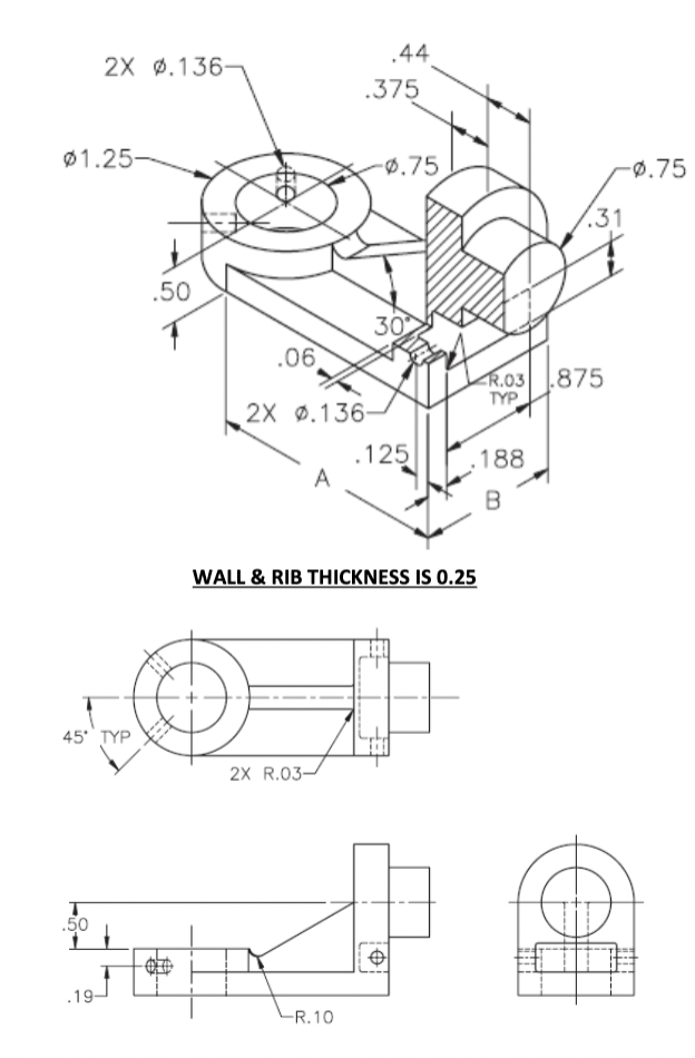 Solved 2. Model the part as shown in the figure below. For | Chegg.com