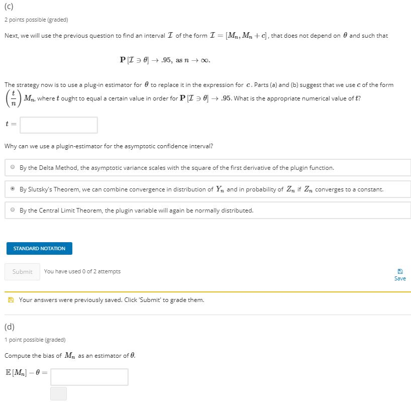 Solved A 2 2 Points Graded Let X1 X Bei I D Uniform