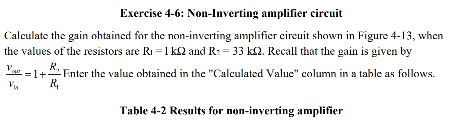Solved Exercise 4-6: Non-Inverting amplifier circuit | Chegg.com