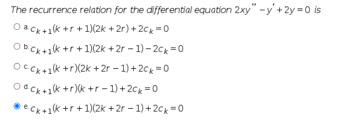 Solved The recurrence relation for the differential equation | Chegg.com