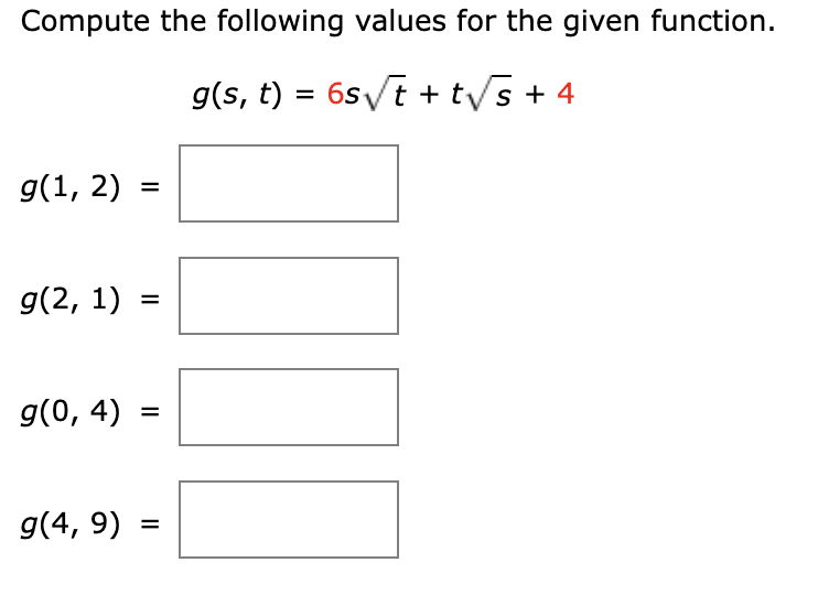 Solved Compute the following values for the given function. | Chegg.com