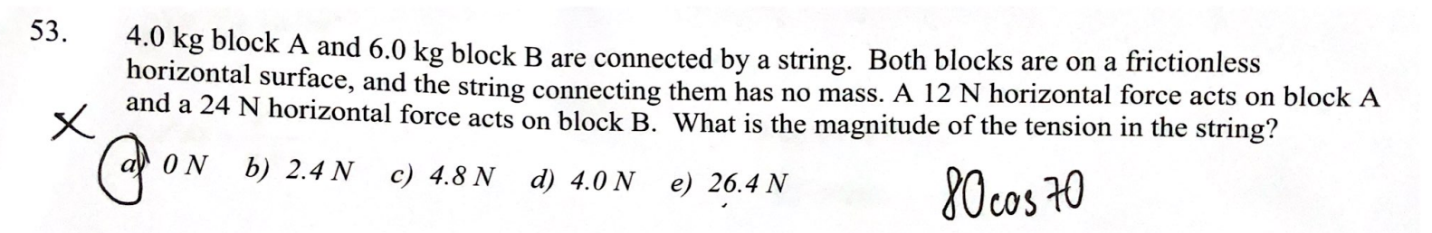 Solved 53. 4.0 kg block A and 6.0 kg block B are connected | Chegg.com