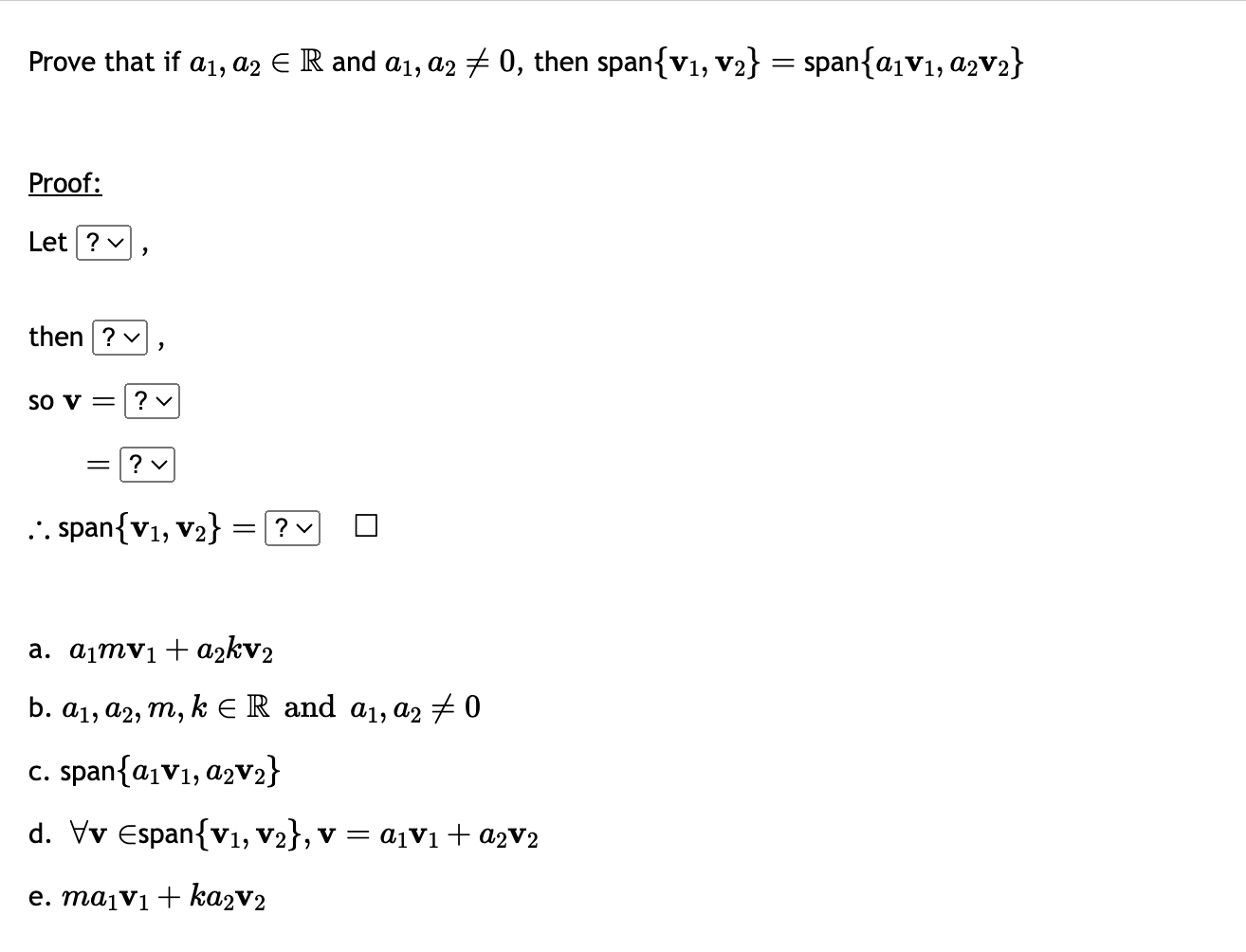 Solved Prove that if a1,a2inR and a1,a2≠0, ﻿then | Chegg.com