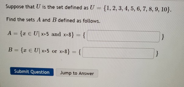 Solved Suppose that U is the set defined as U = {1, 2, 3, 4, | Chegg.com