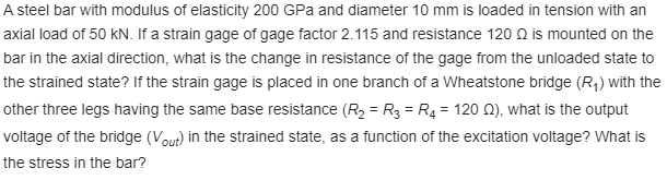 Solved A steel bar with modulus of elasticity 200 GPa and | Chegg.com