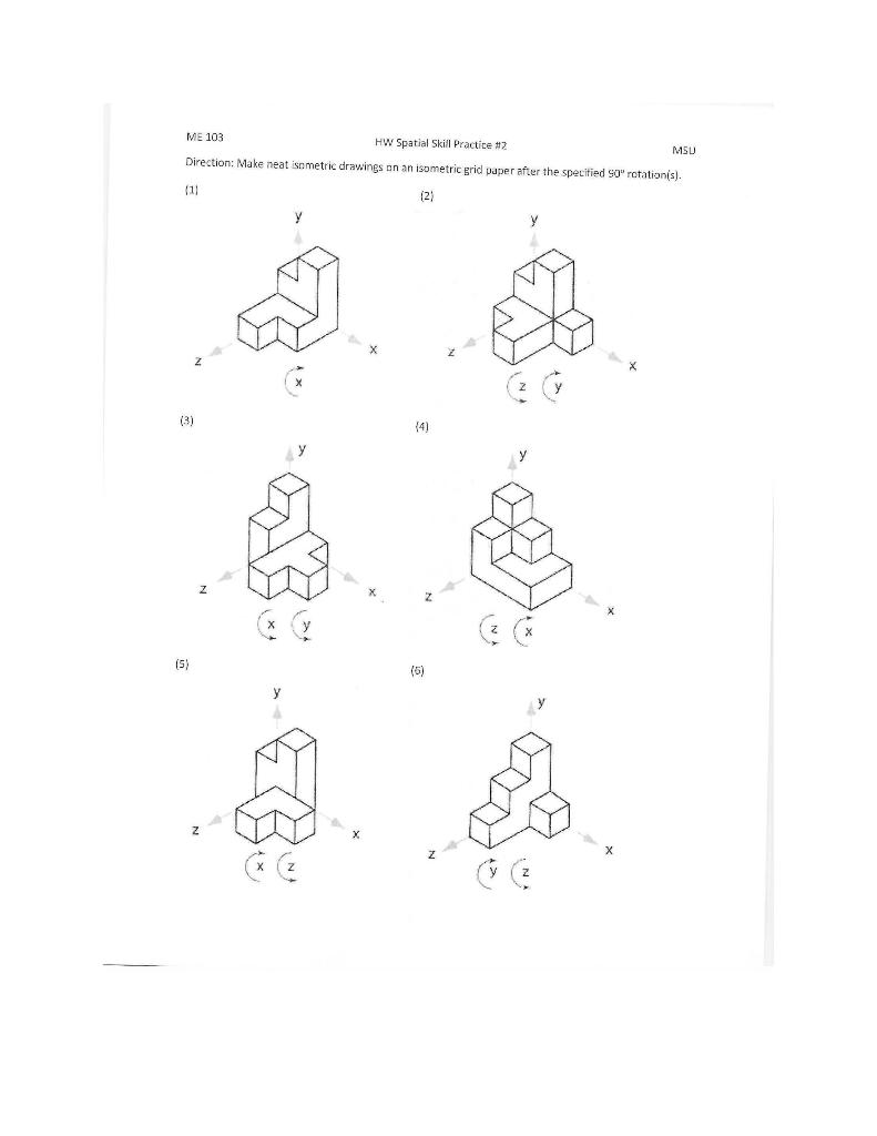 Solved ME 103 HW Spatial Skill Practice #2 MSU Direction: | Chegg.com